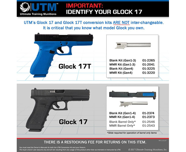 UTM UTM CONVERSION KIT, GLOCK 17T GEN 1-3 MMR BARREL KIT - at MD ...